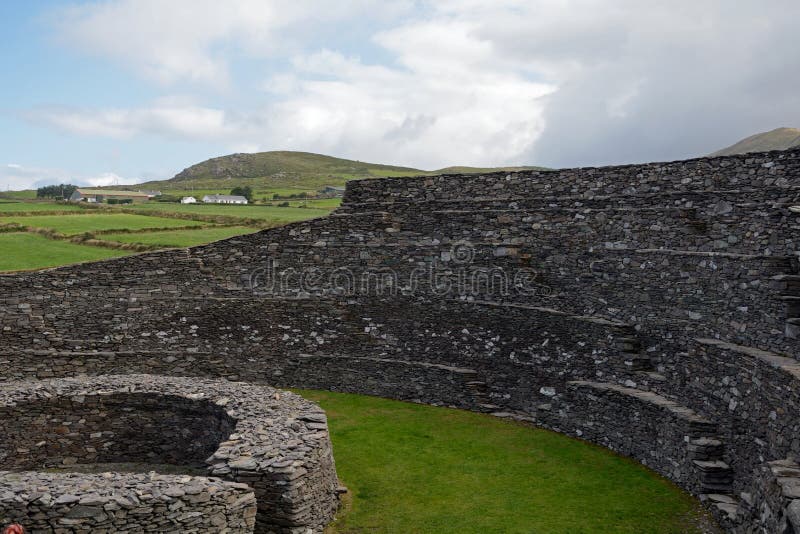 Ancient Ring Fort, Cahergall, Ireland Stock Image - Image of culture ...