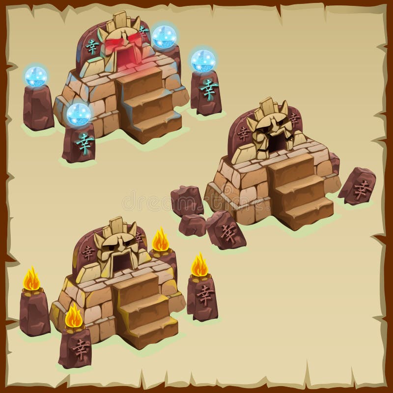 Ancient Ritual Stone of the Pyramid and Symbols Stock Vector ...