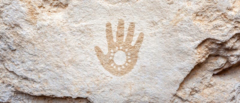 Ancient Rock Carving of a Hand Symbol Stock Illustration - Illustration ...