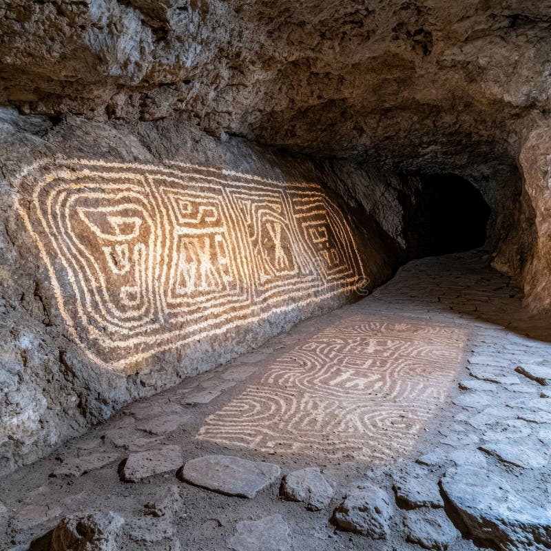 Ancient Rock Carvings in a Cave Stock Illustration - Illustration of ...