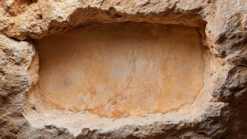 Ancient Rock Carvings in Cave Stock Illustration - Illustration of ...