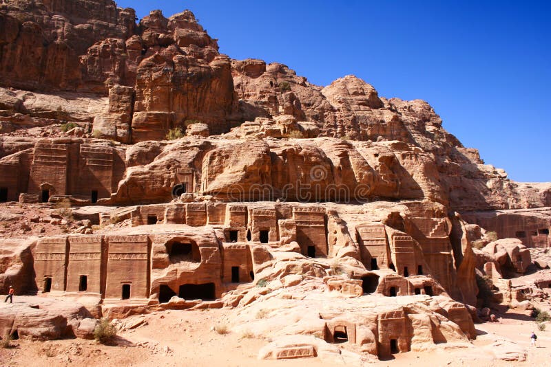 Ancient Rock City Petra In Jordan Stock Image - Image of gulf, treasury ...
