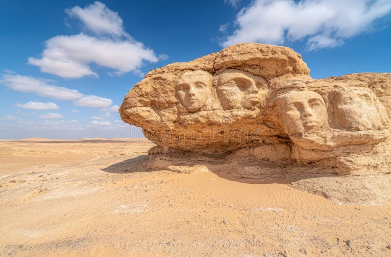 Ancient Rock Formations in the Desert Stock Illustration - Illustration ...