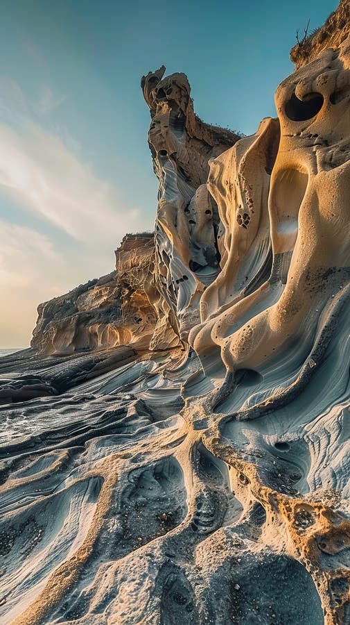 Ancient Rock Formations Sculpted by Wind and Water Stock Illustration ...