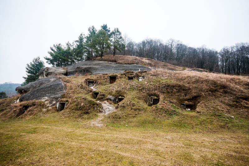 Ancient Rock Shelters Surrounded by Nature S Embrace Stock Image ...