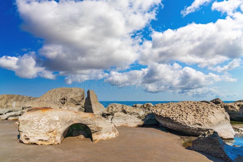 Ancient Rocks on the Sea Coast. Nature Wallpaper Stock Photo - Image of ...