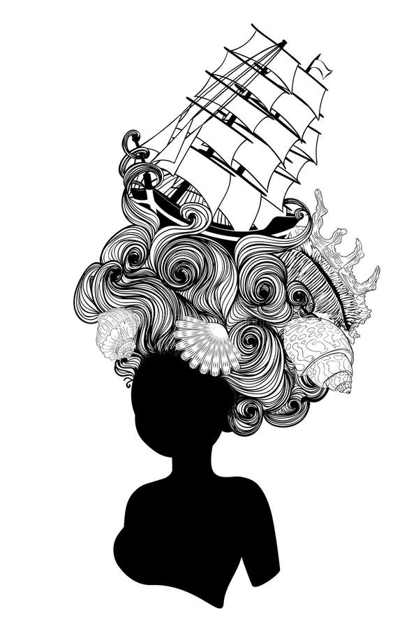 Ancient rococo hairstyle stock vector. Illustration of hair - 165517314