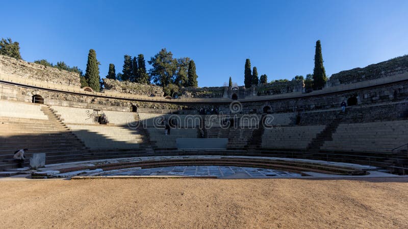 Ancient Roman Amphitheater in Merida Spain Stock Photo - Image of roman ...