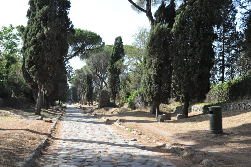 Ancient Roman Appian Way, Rome Stock Photo - Image of cypress, stone ...