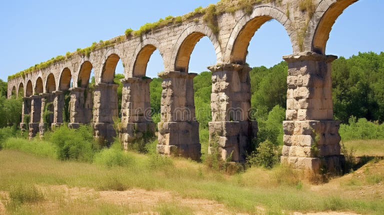 Ancient Roman Aqueduct Structure Stock Illustration - Illustration of ...