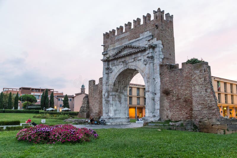 Ancient Roman Arch Rimini, Emilia Romagna, Italy Stock Photo - Image of ...
