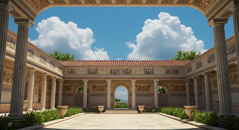 Ancient Roman Atrium Characterized by a Rectangular Courtyard Enclosed ...