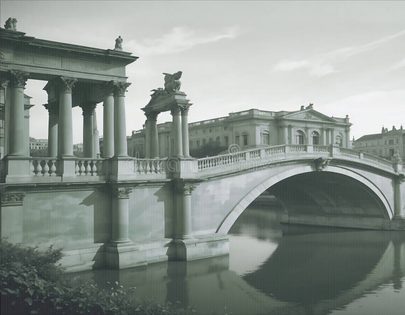 Ancient Roman Bridge Illustration Design. Stock Photo - Image of ...