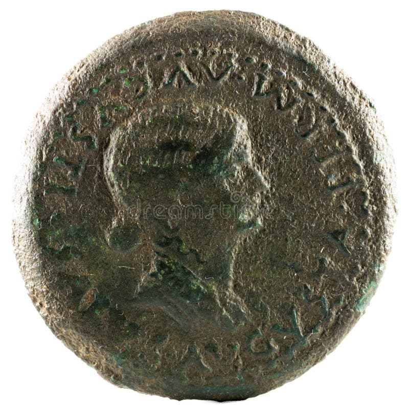 Ancient Roman Bronze Coin of Emperor Tiberius Stock Photo - Image of ...