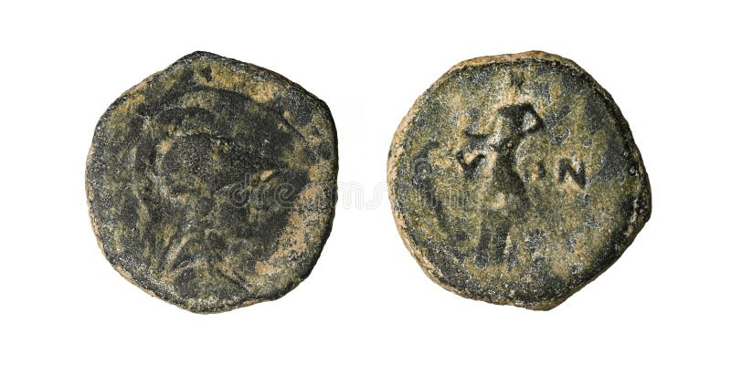 Ancient Roman Bronze Coin. Obverse and Reverse - Blank Background ...