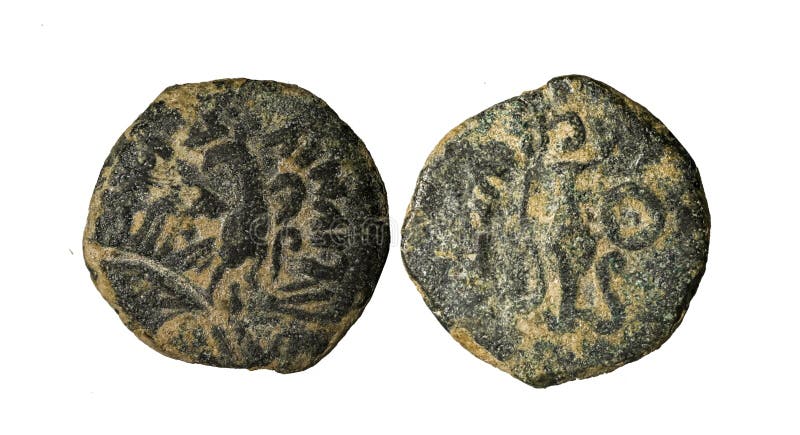 Ancient Roman Bronze Coin. Obverse and Reverse - Blank Background ...