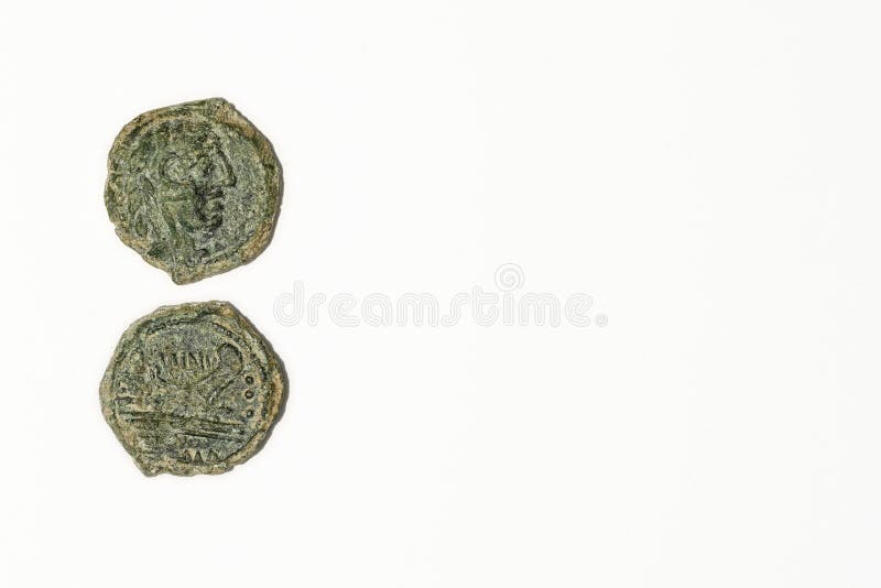 Ancient Roman Bronze Coin. Obverse and Reverse - Blank Background ...