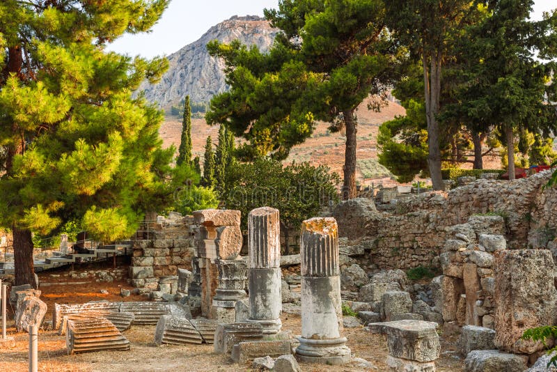 Ancient Roman Buildings On The Site Of Corinth, Greece Stock Image ...