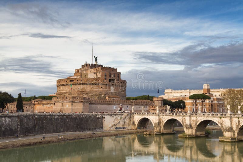 Ancient Roman Castel Sant Angelo Stock Image - Image of light, cloud ...