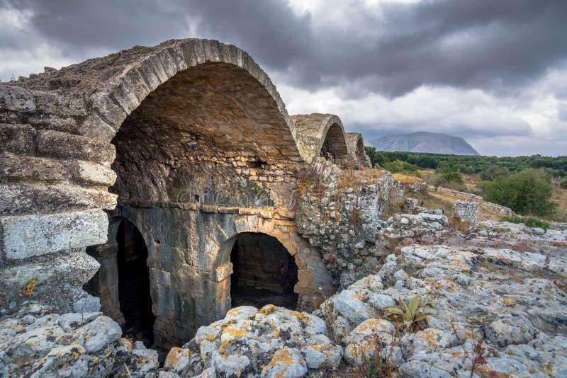 Ancient, Roman Cistern in Aptera, Chania in Crete Island. Stock Photo ...
