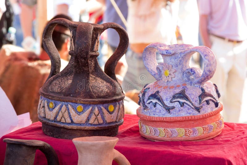 Ancient Roman Clay Figurines and Utensils Stock Photo - Image of times ...