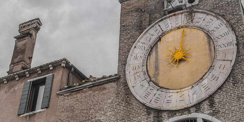 Ancient Roman Clock in Venice. Stock Image - Image of capital, building ...