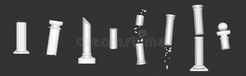 Ancient Roman Columns, Broken Marble Pillars Stock Vector ...