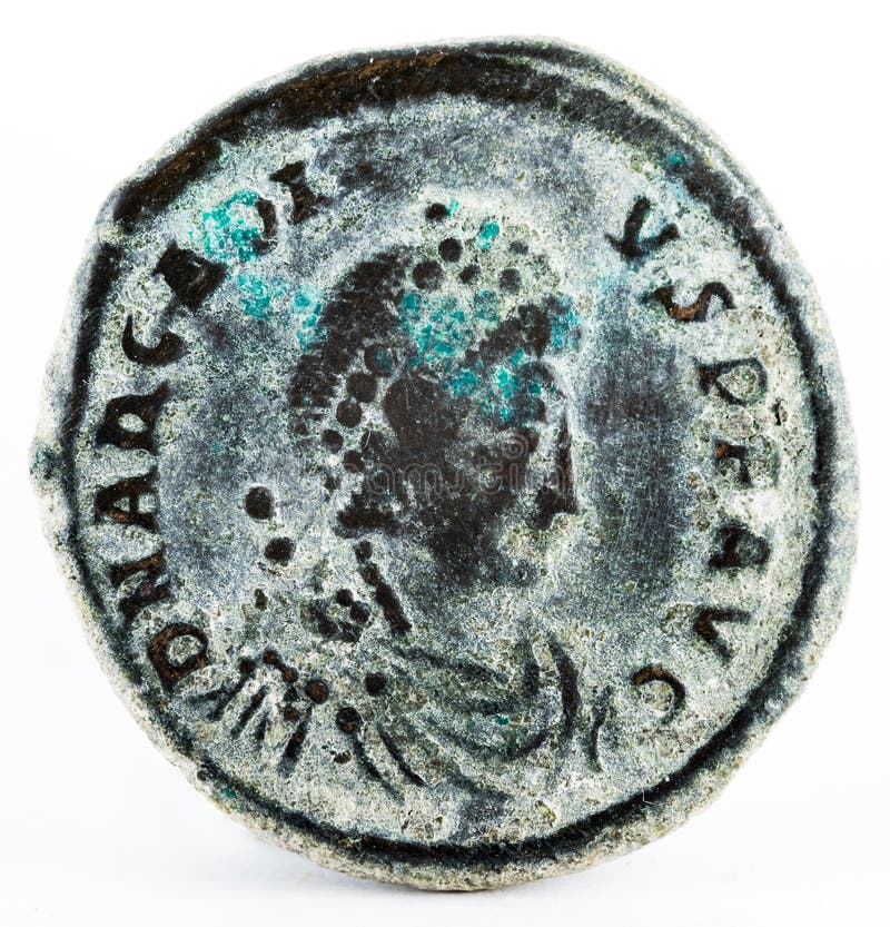 Ancient Roman Copper Coin of Arcadius Stock Image - Image of valuable ...