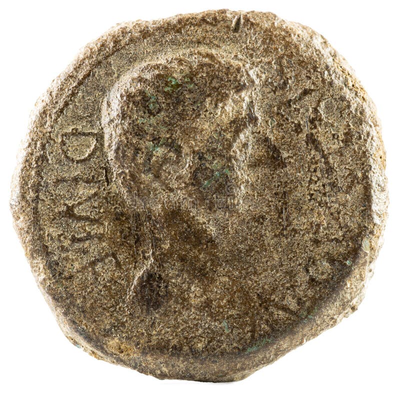 Ancient Roman Copper Coin of Emperor Augustus Stock Image - Image of ...