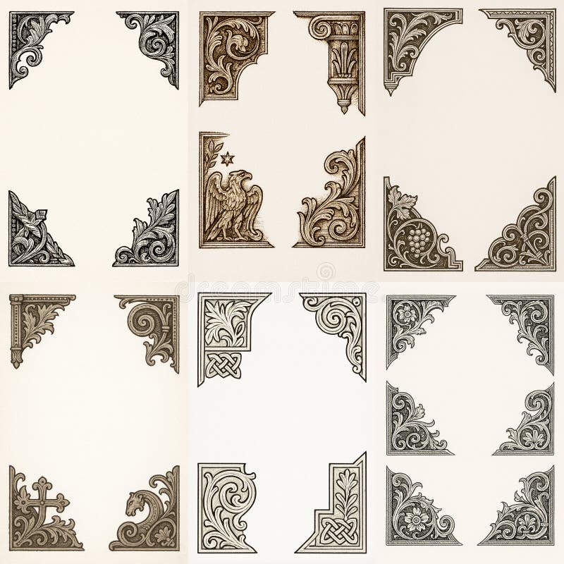 Ancient Roman Decorative Corner Elements Stock Illustration ...