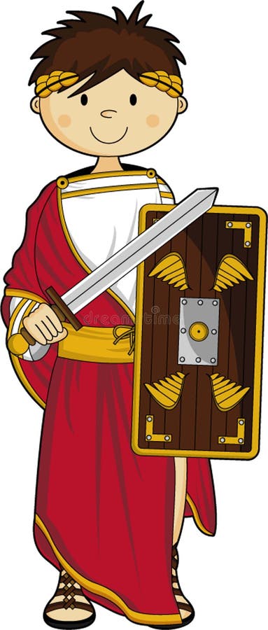 Cartoon Roman Soldier with Shield Stock Vector - Illustration of ...