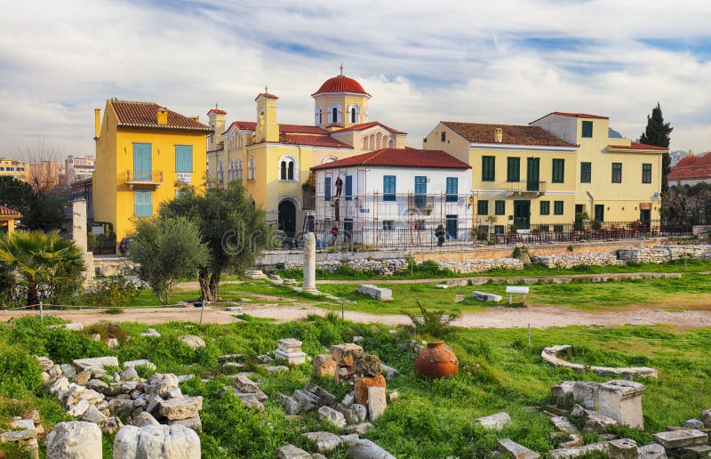 Ancient Roman Forum in Athens, Greece Stock Photo - Image of building ...