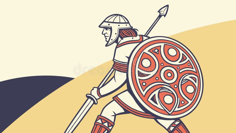 Ancient Roman Gladiator Warrior with Large Shield Armor, Vector Design ...