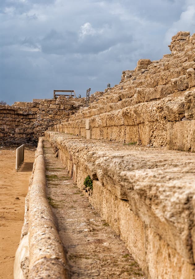 Ancient Roman Hippodrome in Caesarea Stock Photo - Image of excavation ...