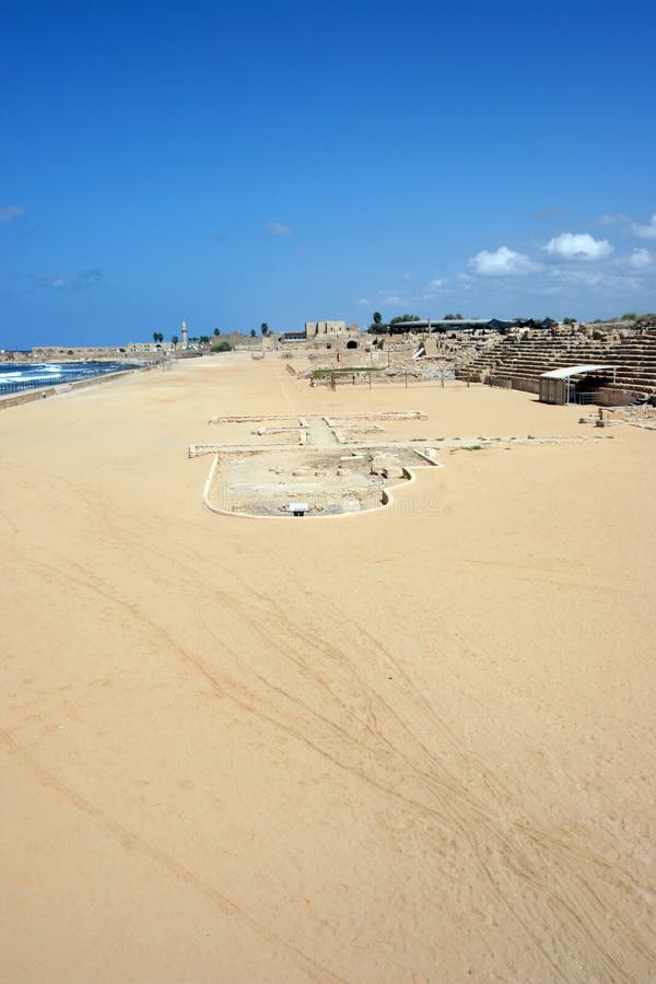 Ancient Roman Hippodrome in Caesarea Stock Image - Image of herod ...