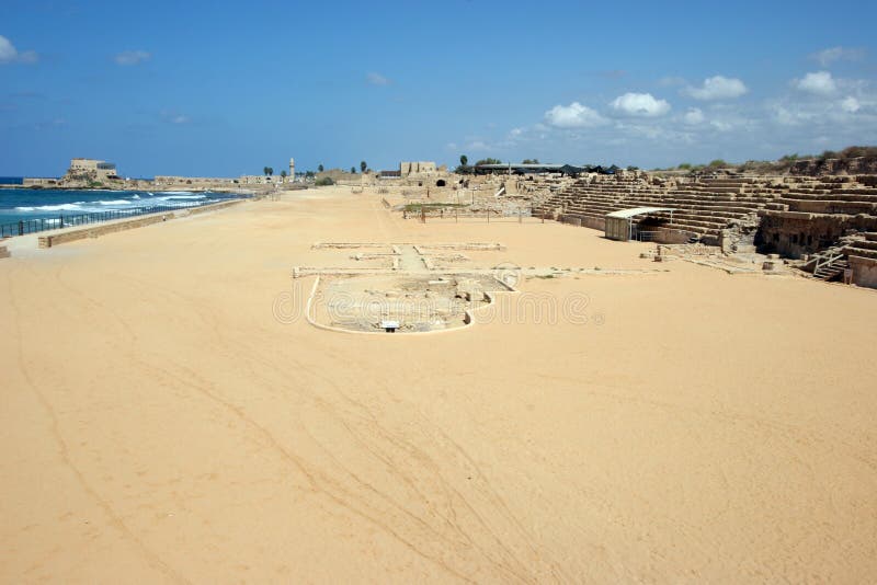 Ancient Roman Hippodrome in Caesarea Stock Image - Image of ...