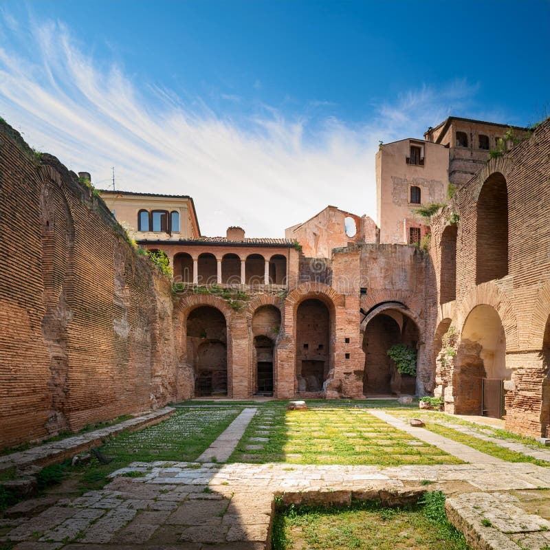 Ancient Roman Inner Yard, AI Generated Stock Illustration ...