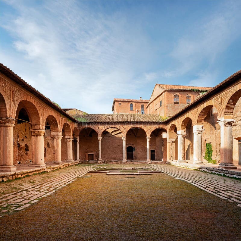 Ancient Roman Inner Yard, AI Generated Stock Illustration ...