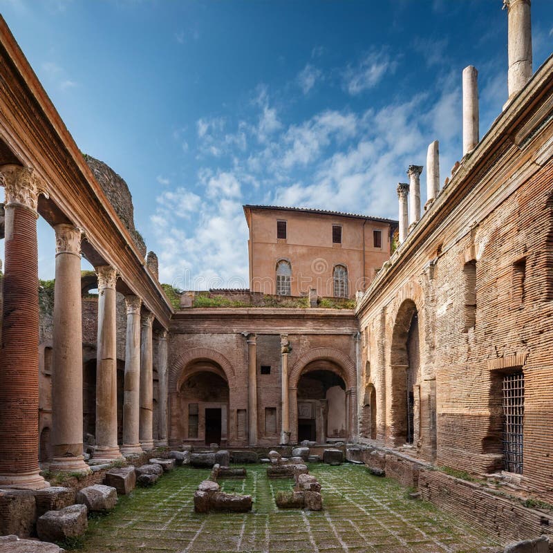 Ancient Roman Inner Yard, AI Generated Stock Illustration ...
