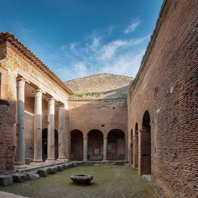 Ancient Roman Inner Yard, AI Generated Stock Illustration ...