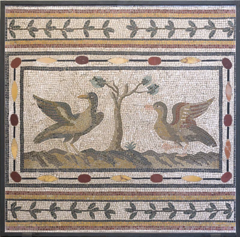 Ancient Roman Mosaic with Birds Stock Photo - Image of birds ...