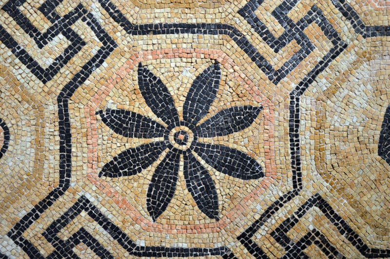 Ancient Roman Mosaics Found In Excavations Of Brescia Italy Stock