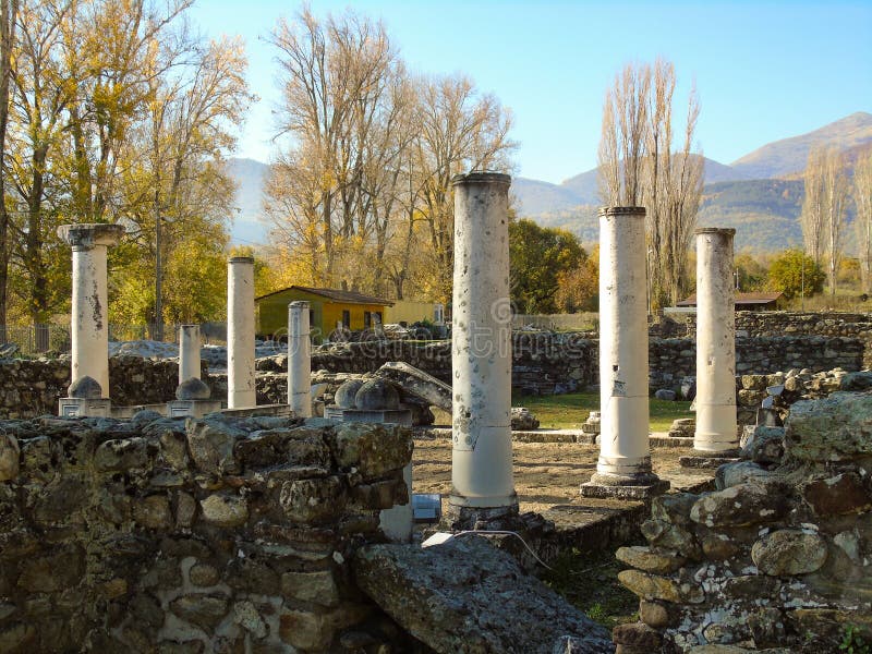 Ancient Roman Pillars at Heraclea Lyncestis in North Macedonia Stock ...