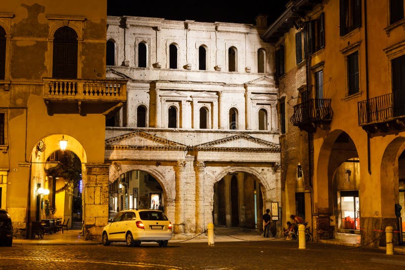 Ancient Roman Porta Borsari Gate in Verona Stock Photo - Image of ...
