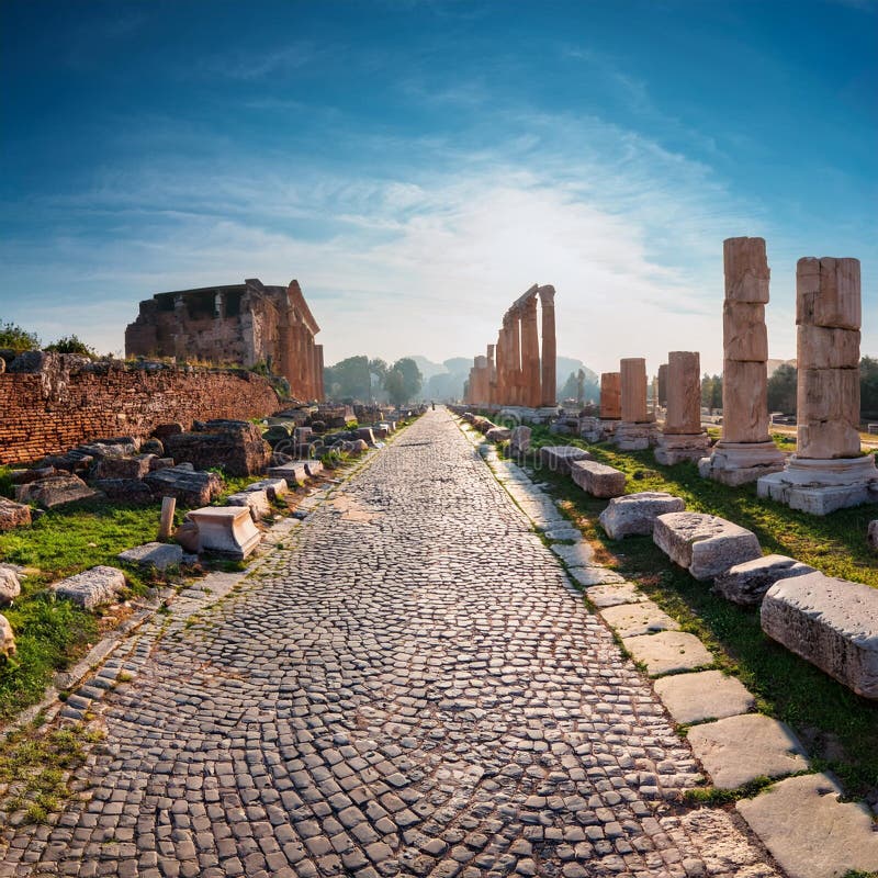 Ancient Roman Road, AI Generated Stock Illustration - Illustration of ...
