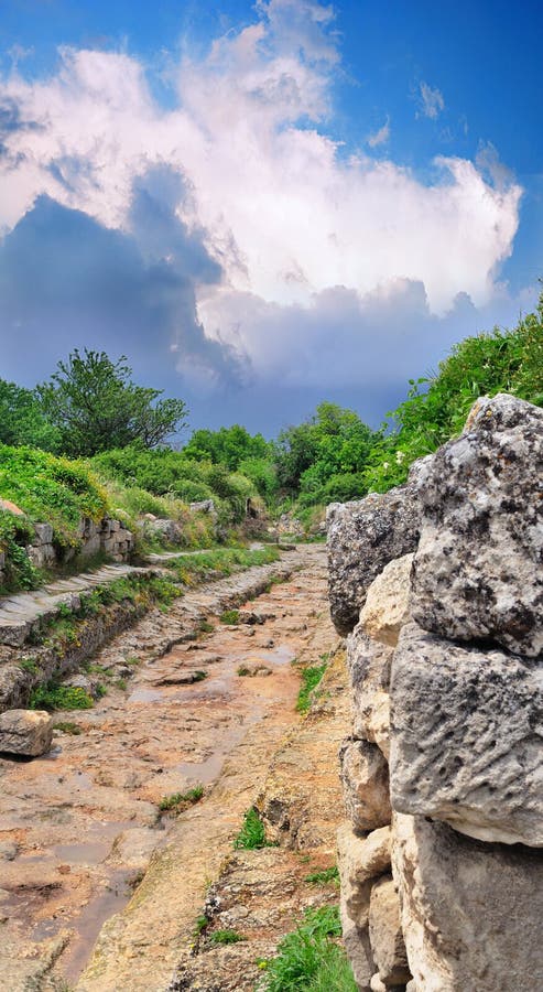 Ancient Roman Road in the Mountains Stock Photo - Image of road ...