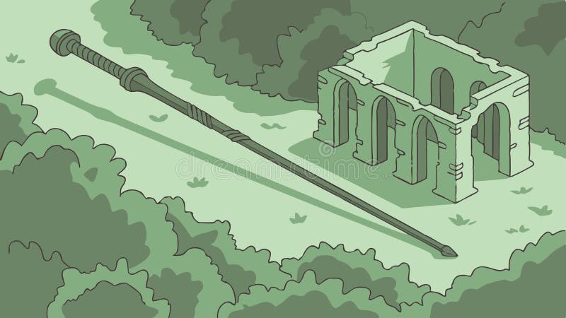 Ancient Roman Rod or Staff with Ruins Background, Vector Design ...