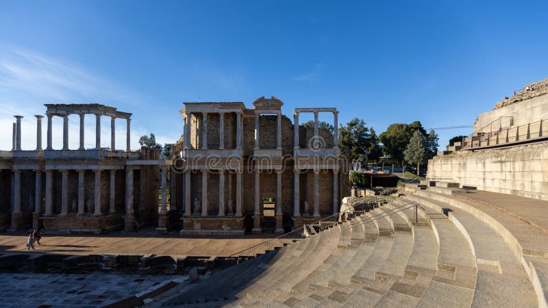 Ancient Roman Ruins of Amphitheater in Merida Spain Stock Image - Image ...