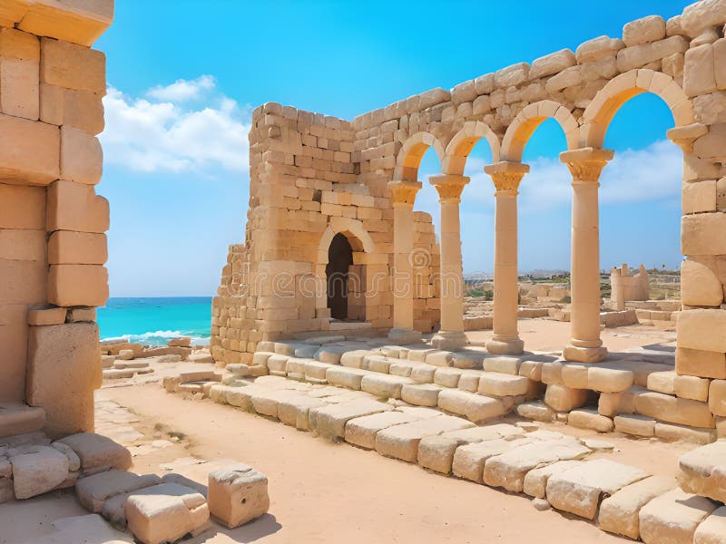 Ancient Roman Ruins in the City of Amman, Jordan Stock Illustration ...