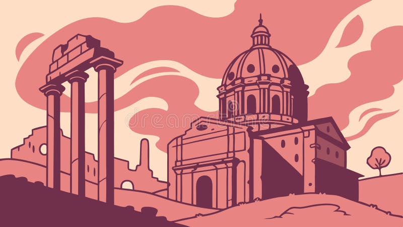 Ancient Roman Ruins, Classical Architecture Vector Illustration, Vector ...